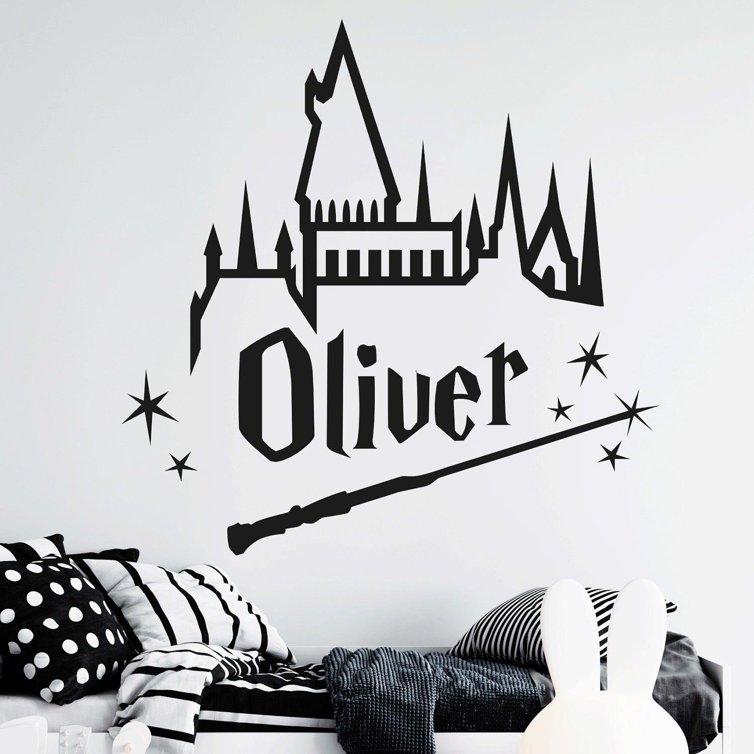 Personalized Castle & Magic Wand Name Wall Decal — Sticker Swag